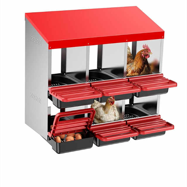 Automatic Two-Tier Chicken Nesting Box - 6 Hole Roll Away