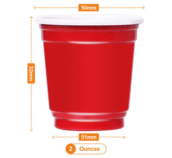 Custom 2 OZ Mini Red Plastic Disposable Beer Pong Cups for Bar Party ...