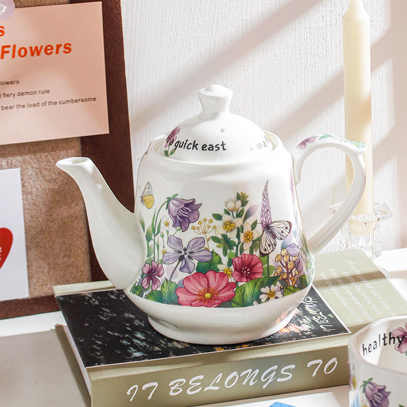 Modern Luxury Teapot and Cup Set Ceramic Coffee and Tea Sets Floral Tea ...