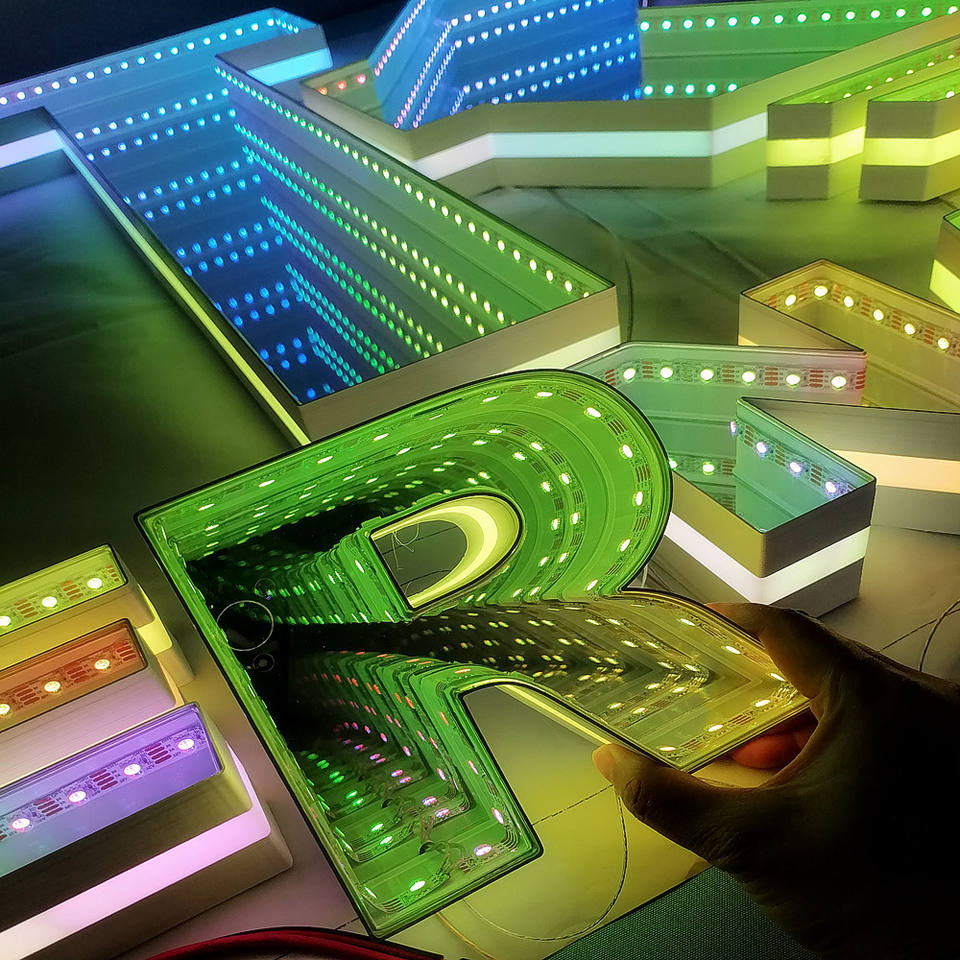 Customized 3d Acrylic Mirror Light Sign For Indoor & Outdoor ...