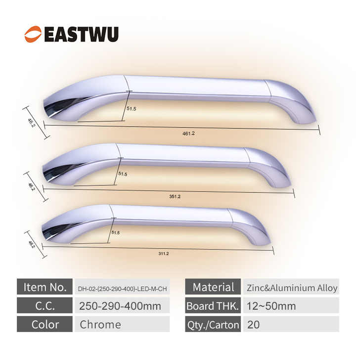 Chrome & Matt Black LED Entry Door Handles for RV Caravan Camper ...