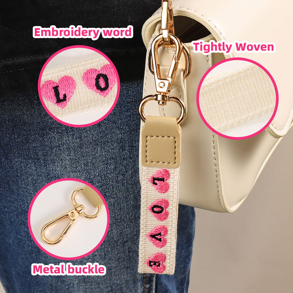 Fashion Keychain Factory Wholesale Custom Fabric Design Woven Wrist ...