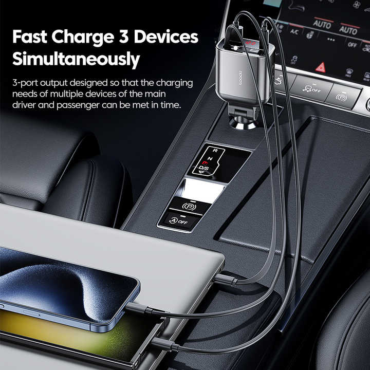 Toocki Triple Usb Fast Charging Car Charger Digital Display Qc 3.0 Car ...