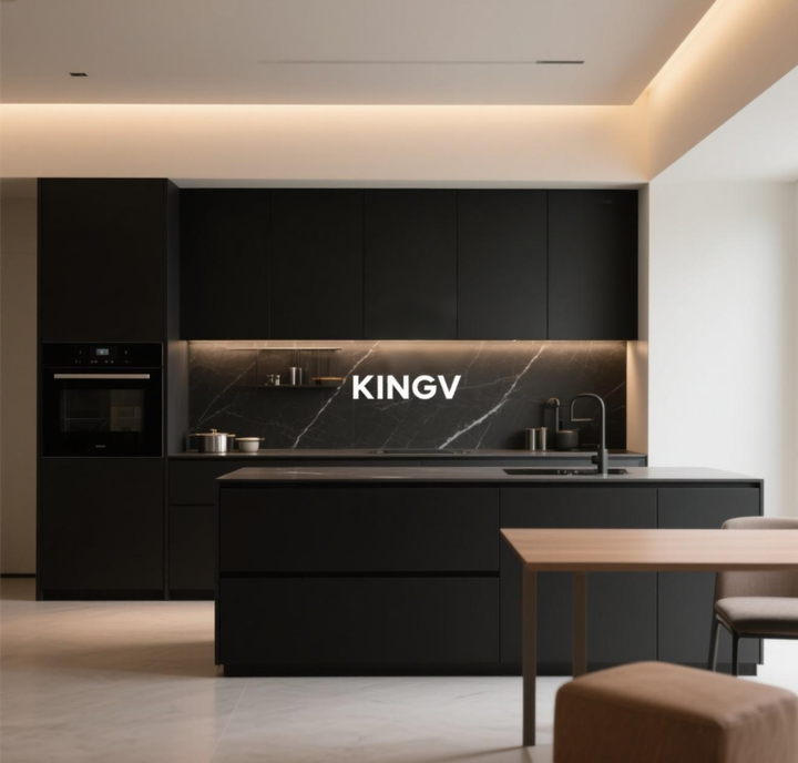 KINGV L-shaped Black Kitchen| Alibaba.com