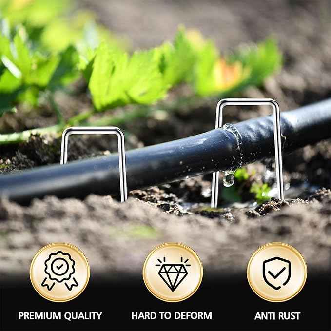 Garden U-Shaped Pins Tent Stakes Plastic Landscape Weed Mat Barrier ...
