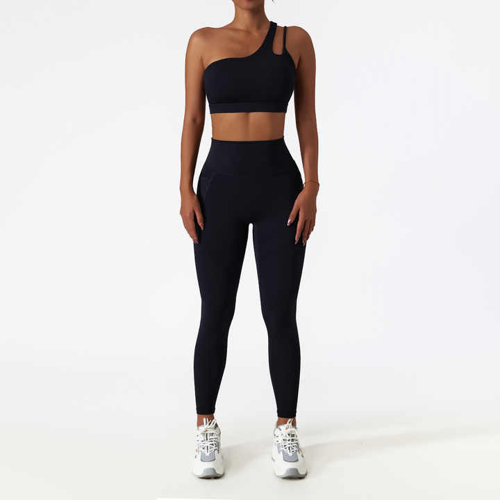 Custom One Shoulder Bra Top Pant Set Workout Sets Eco Friendly Athletic ...