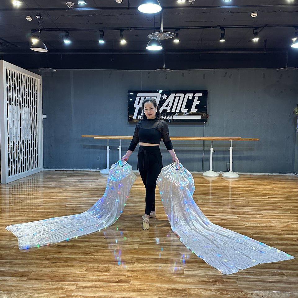 Belly Dance New Creative LED Light-Up Fan-7-Color Flash Silk/Cotton ...