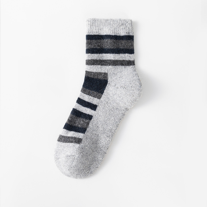 Wool Blend Three-Color Striped Warm Knitted Long Socks for Women ...