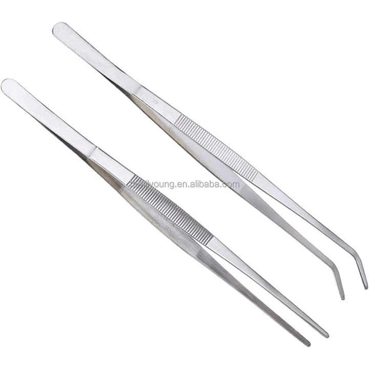 Stainless Steel Tweezers With Curved Serrated Tip Multipurpose Elbow ...