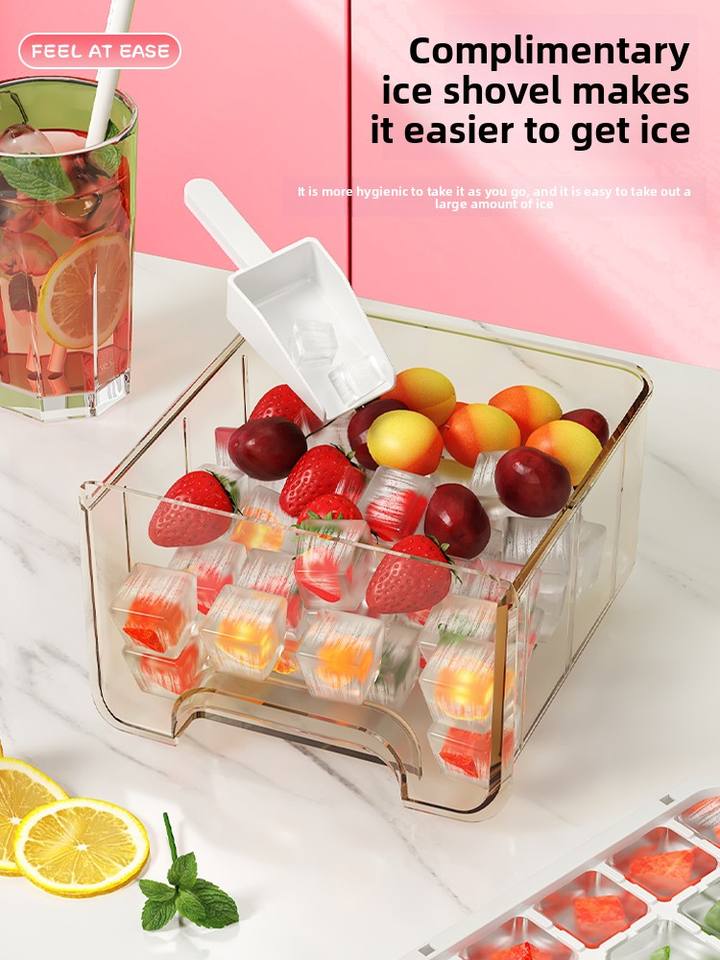 Food-Grade Press-Type Ice Cube Mold with Lid for Home Use Rectangular ...