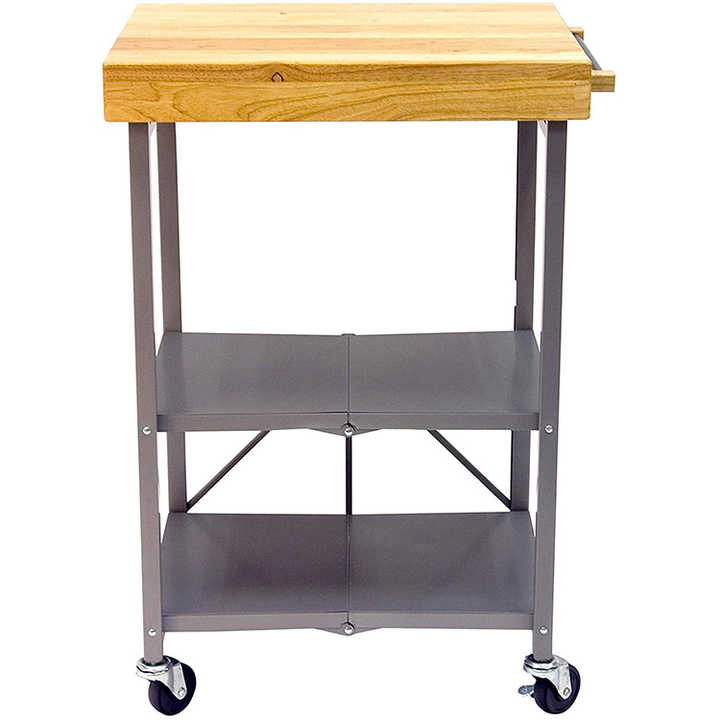 Foldable Butcher Block Kitchen Cart with Wheels - Eco-friendly
