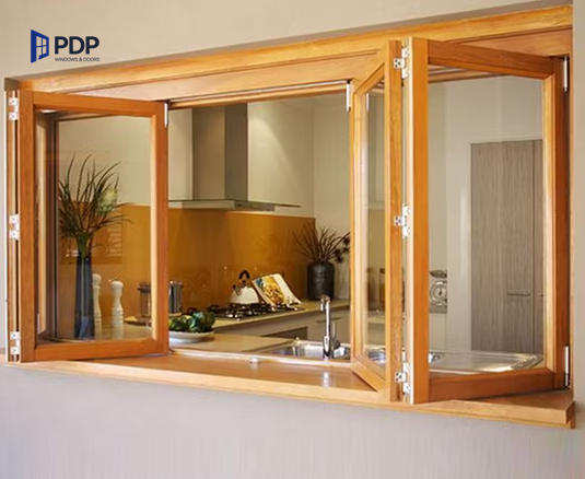 Classic Horizontal Top Folding Aluminium Wood Sliding Window for Living ...