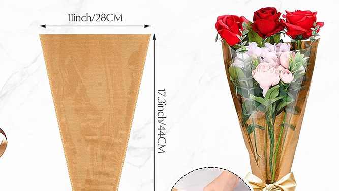 Eco-friendly Flower Packaging - Transparent Kraft Paper Bags