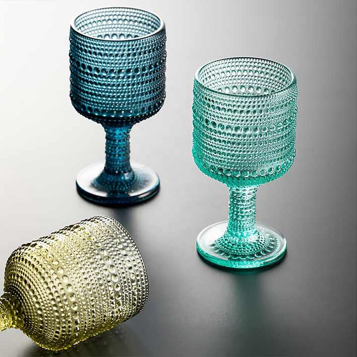 Vintage Hobnail Pattern Goblets Multi-purpose Colored Stemmed Bead Dot ...