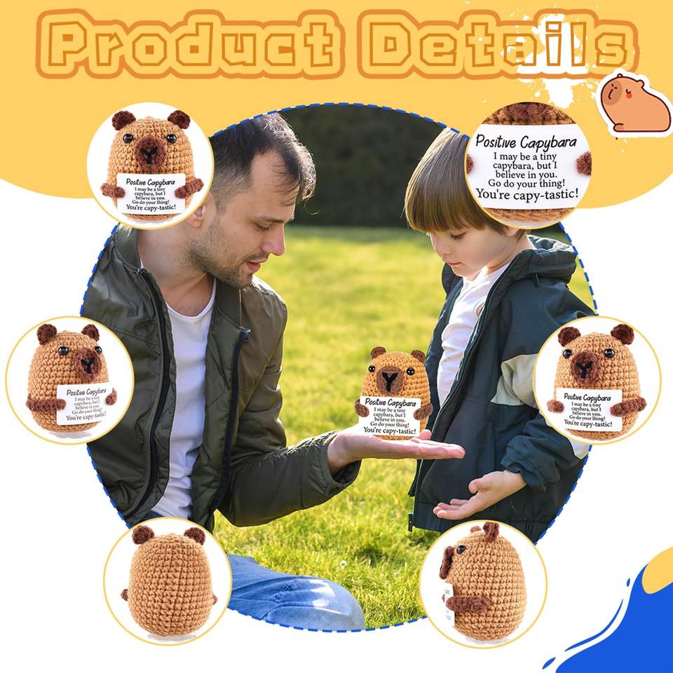 Positive Crochet Capybara Plush Doll for Emotional Support Animal ...