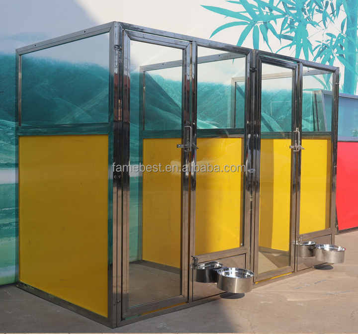 Stainless Steel 304 Dog Kennels with Tempered Glass Doors
