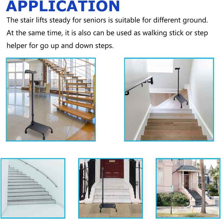 HEPO Adjustable Stair Climbing Assist Cane Non-Slip Stability Walking ...