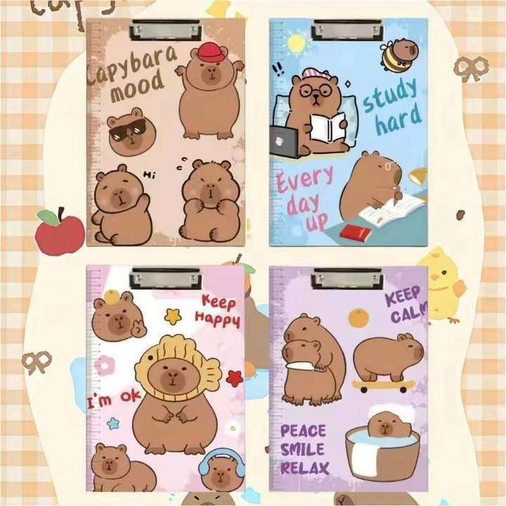 Cartoon Capybara A4 Writing Pad Folder - Cute & Functional
