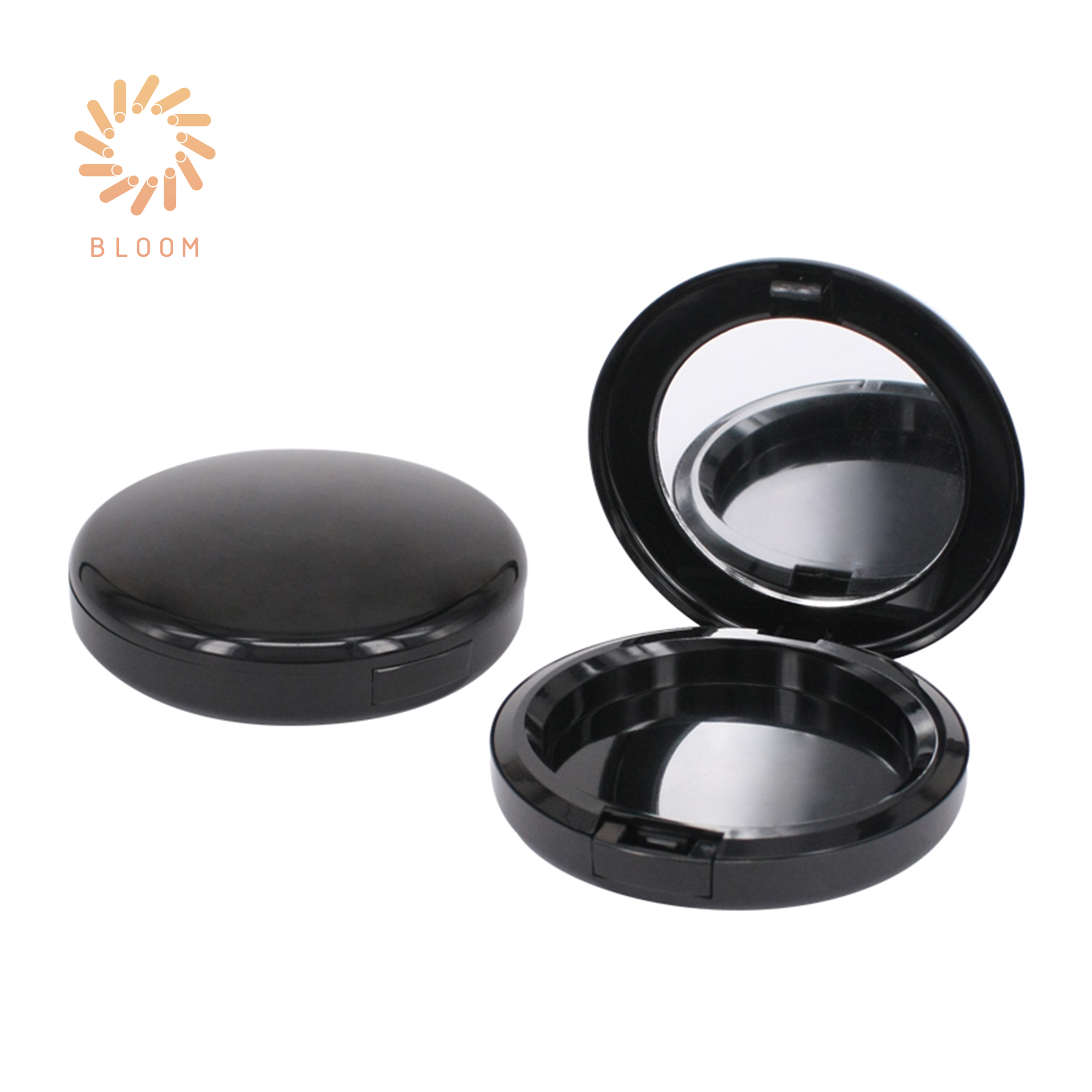 OEM Round Cosmetic Empty Powder Compact Case with Mirror Plastic Makeup ...