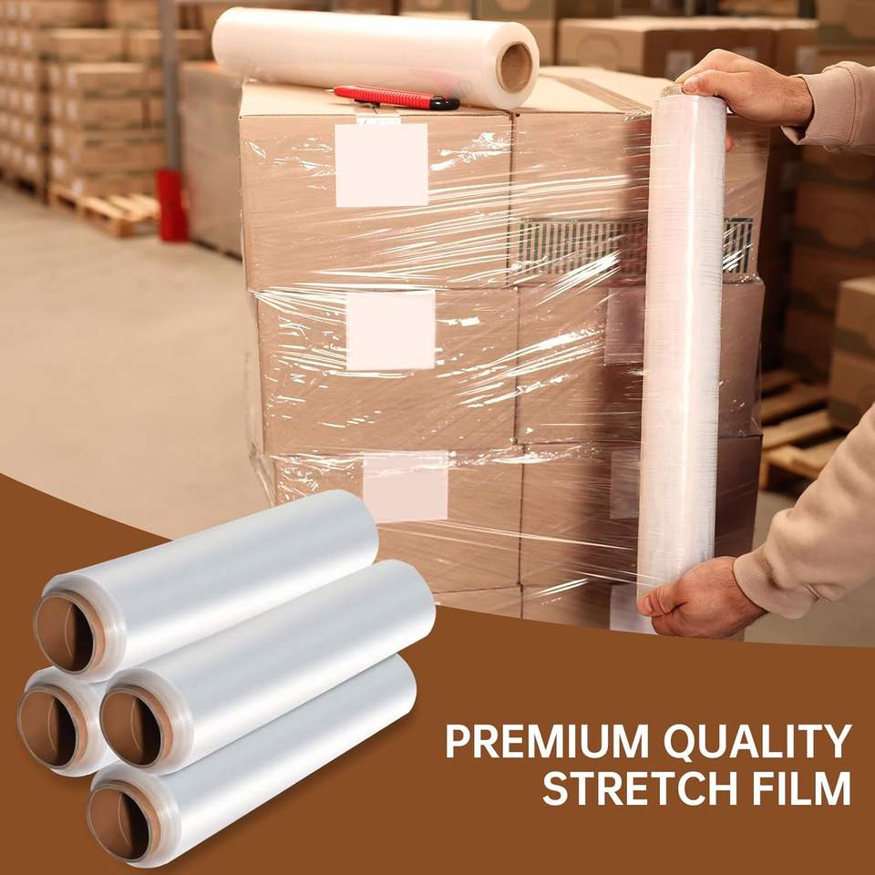Stretch Wrap Roll 20" X 1,500ft 80 Gauge Clear Elastic Plastic Wrap ...