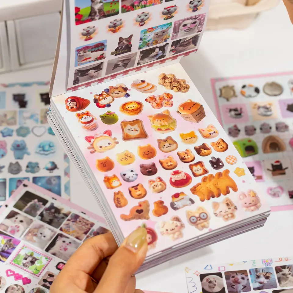 20Pcs Cat Daily Series Cute PET Die Cut Stickers Book for Handmade ...