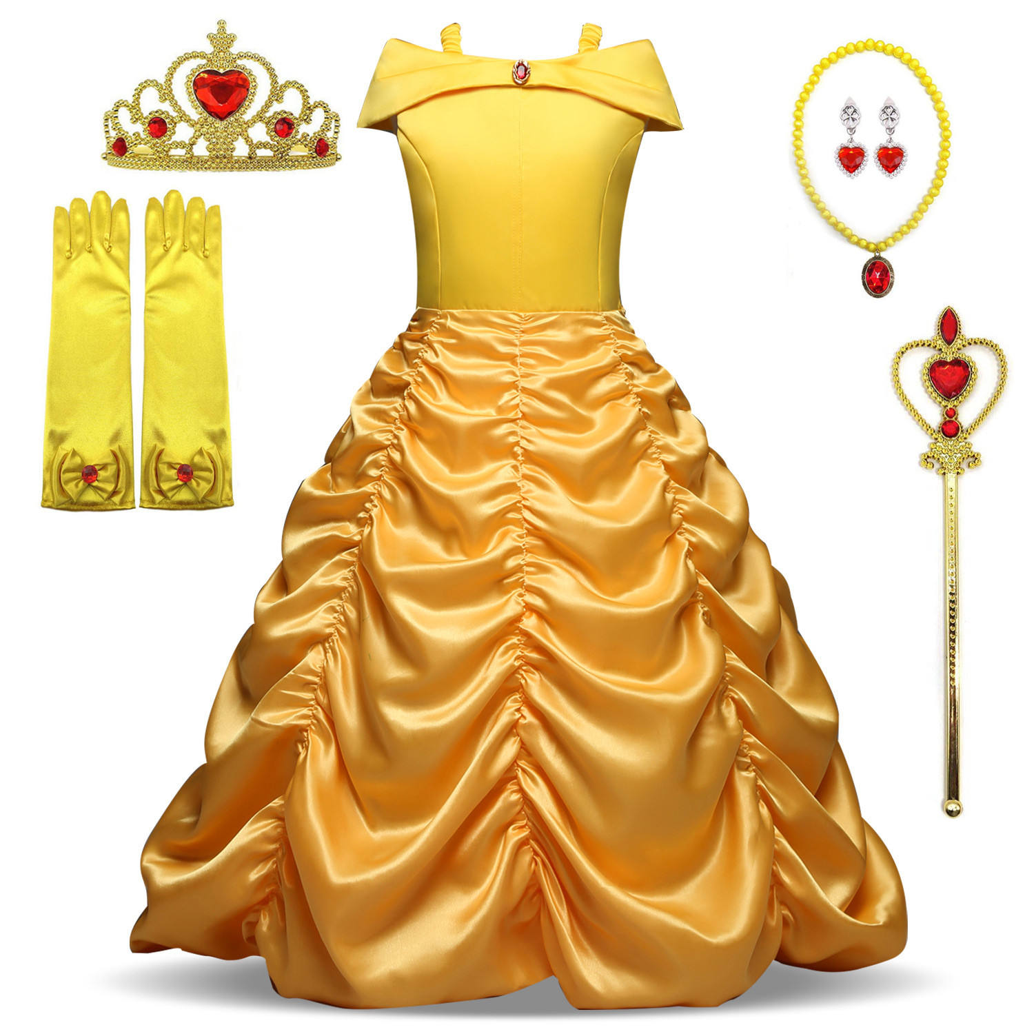 Kids Princess Belle Costume Dresses For Girls Birthday Party Cosplay ...