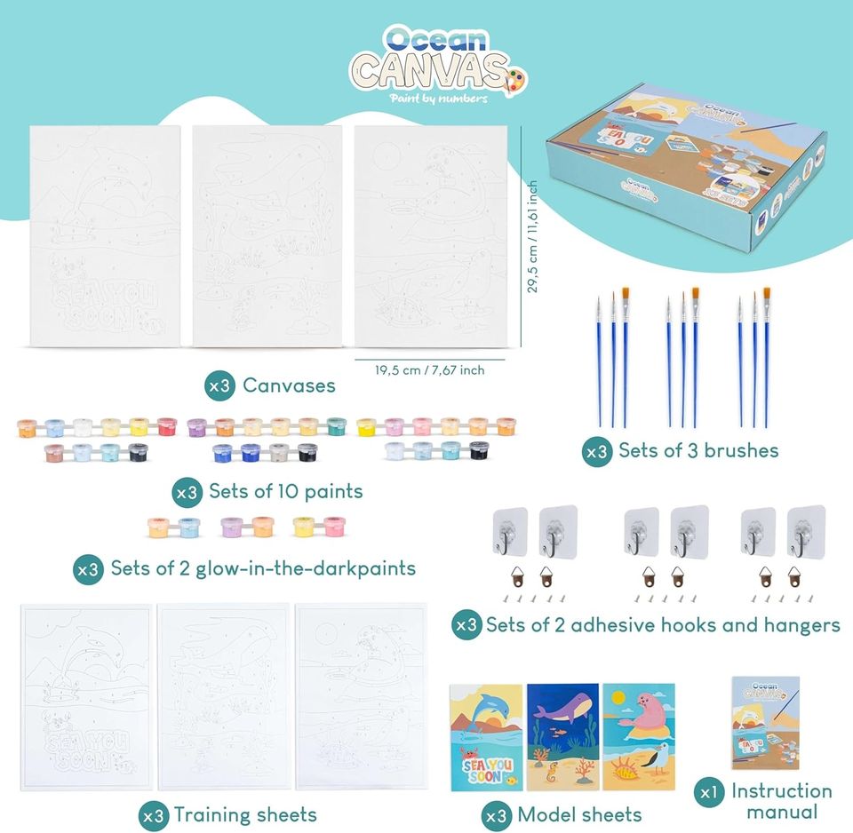 Kids Paint by Number Sea Animals Paint by Numbers for Kids Painting by ...