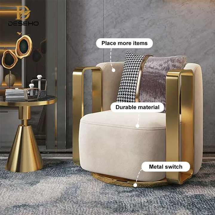 Luxury Single Seater Leather Arm Swivel Chair for Living Room