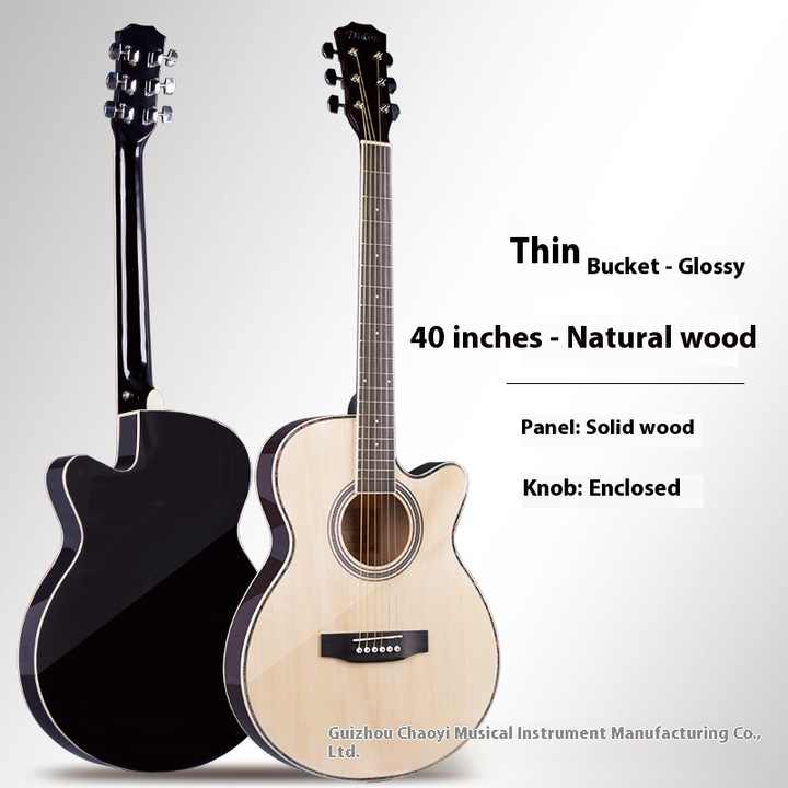 40-Inch Ultra-Thin Barrel Travel Acoustic Guitar Novice Girls Self ...