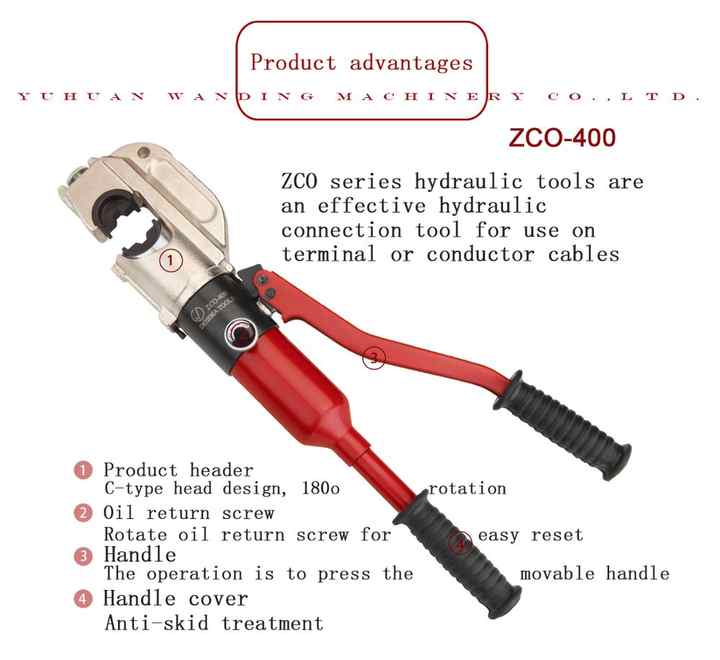 ZCO-400 Hydraulic Wire Cable Lug Terminal Crimper Tool