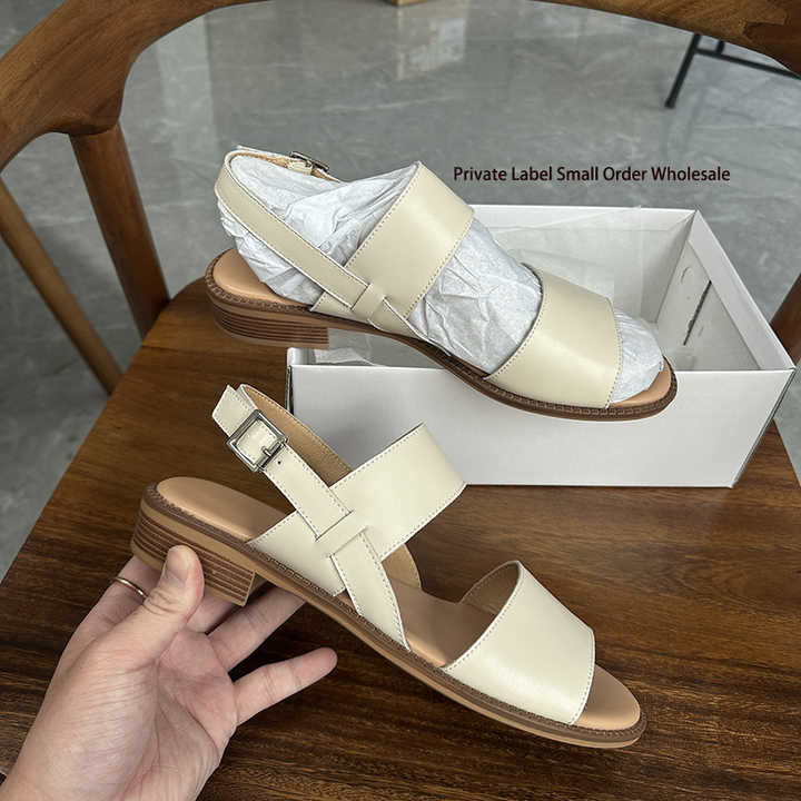 Wholesale Custom Genuine Leather Flat Sandals for Women Fashion Outdoor ...