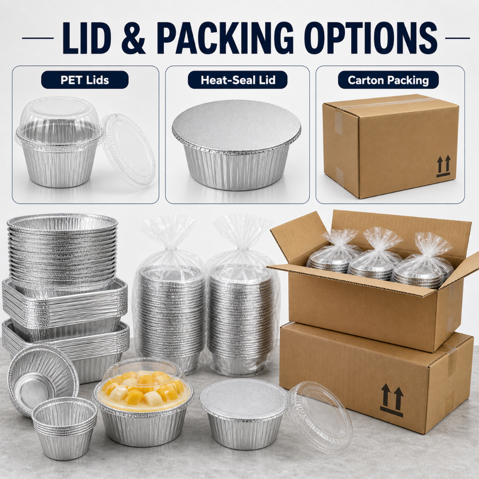 Custom Disposable Aluminum Foil Pudding Cups With Lids Round Square ...