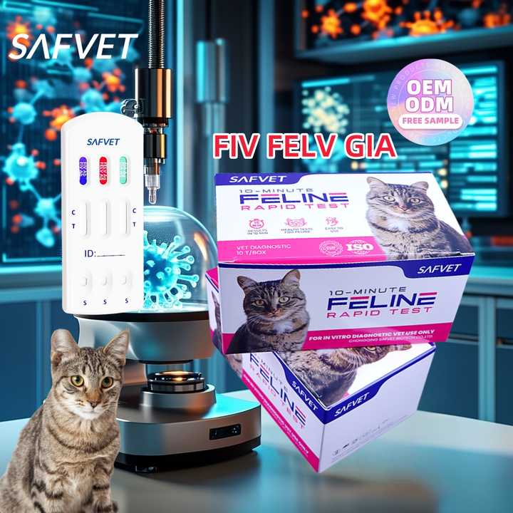 Safvet Veterinary Rapid Test Kit Feline Fiv/Felv Gatto Leukemia Fpv ...