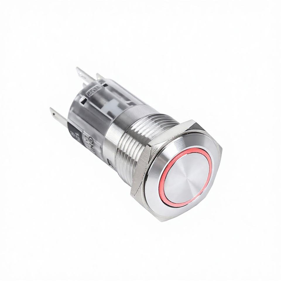 HM 16mm Latching Flat Silver LED 24V 1NO1NC SPDT Metal IP65/IP67 ...
