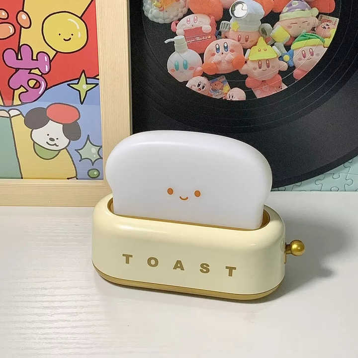 Cute Night Light Toast Lamp - Dimmable & Rechargeable