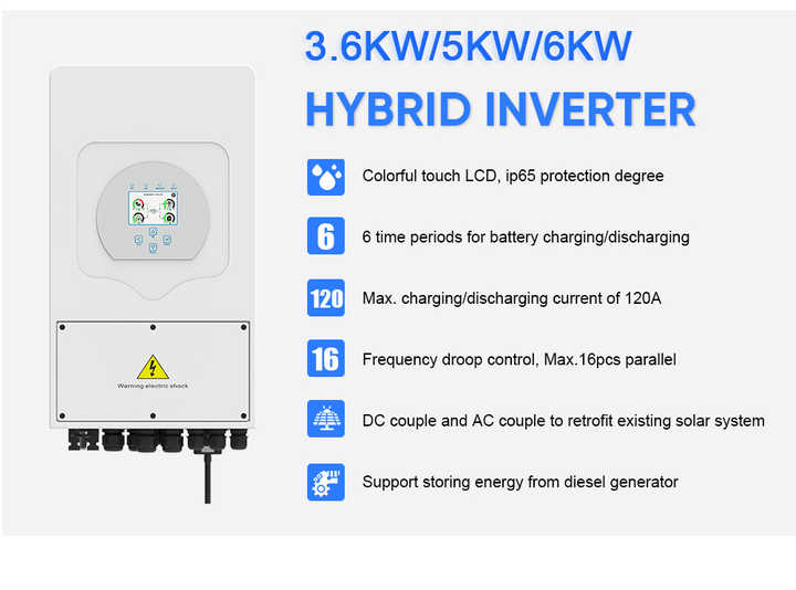 Low Frequency hybrid battery inverter Three Phase 3.6Kw 5Kw 6Kw 10Kw ...