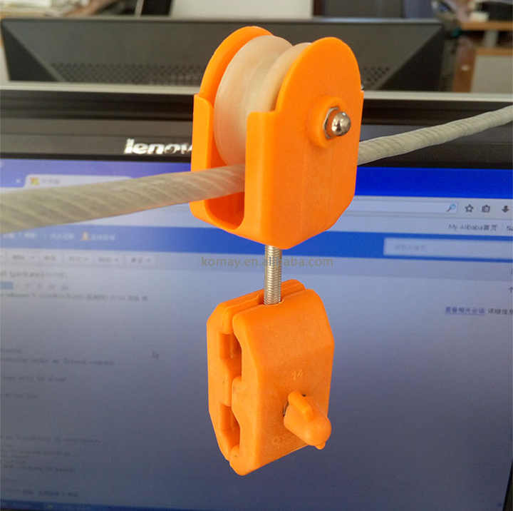 KOMAY Plastic Cable Trolley Wire Rope Single Wheel Trolley Festoon ...