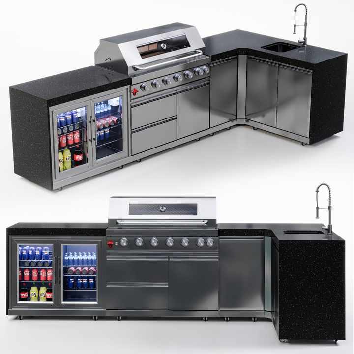 Stainless Steel Outdoor Kitchen Cabinets with BBQ & Refrigerator, OEM