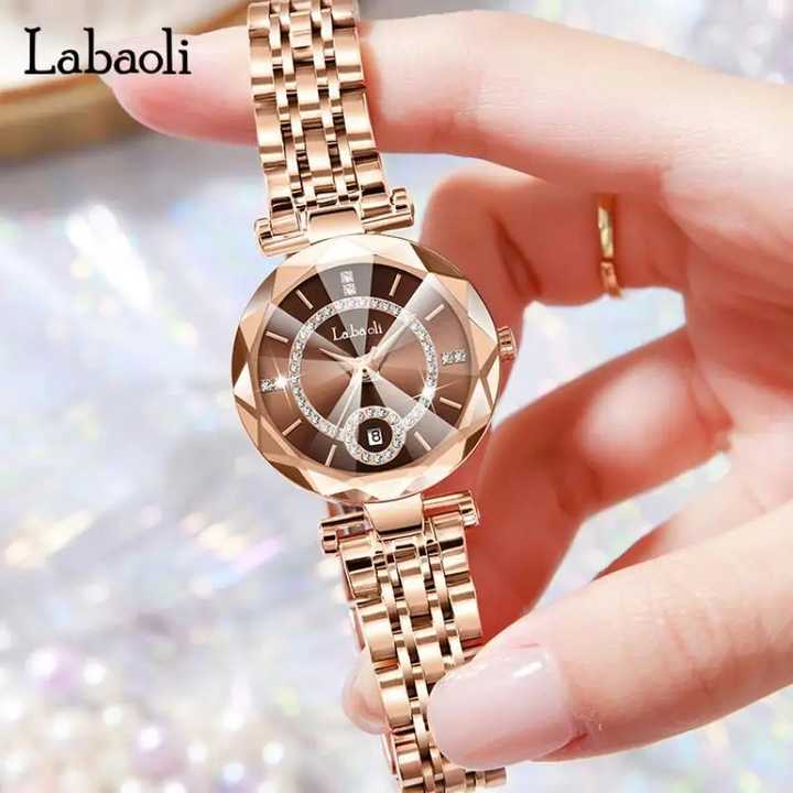 LABAOLI 263 시계 여성용 구리 다크 브라운 디자인 로즈 골드 스틸 석영 손목 시계 바다의 별 방수 숙녀 시계 ...