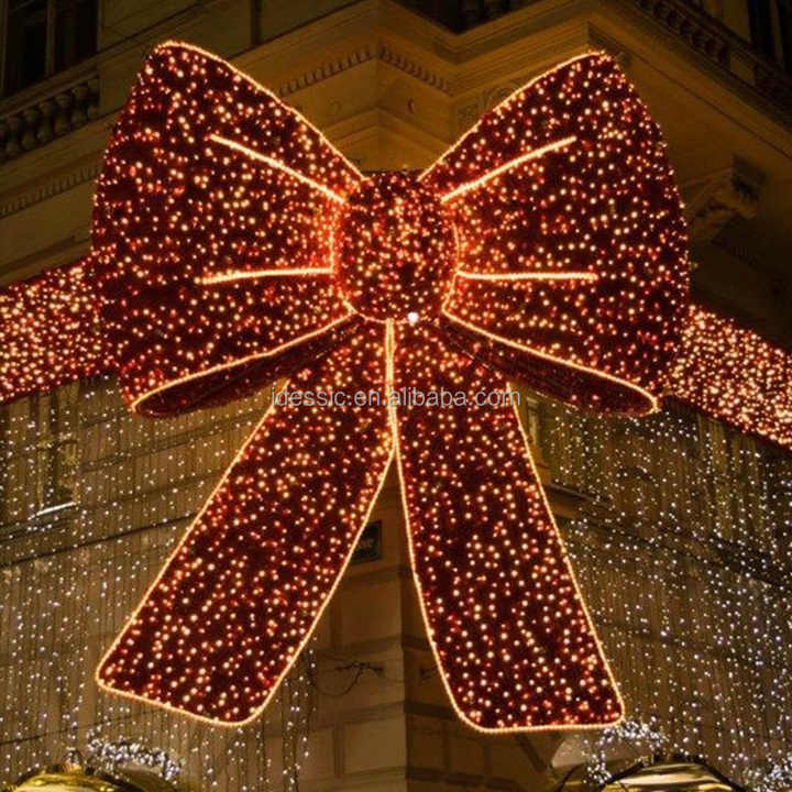 Exterior Xmas Light Giant LED Red Bow Sculpture for Holiday Displays