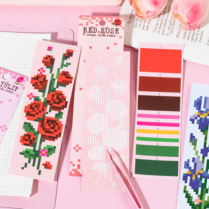 2 sheets/pack Bead Art DIY Bookmark Stickers Dream Flowers Creative ...