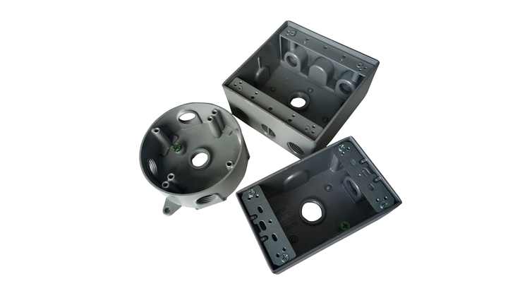 2-Gang Weatherproof Box Threaded Device Outlet Box Aluminum Die Cast ...