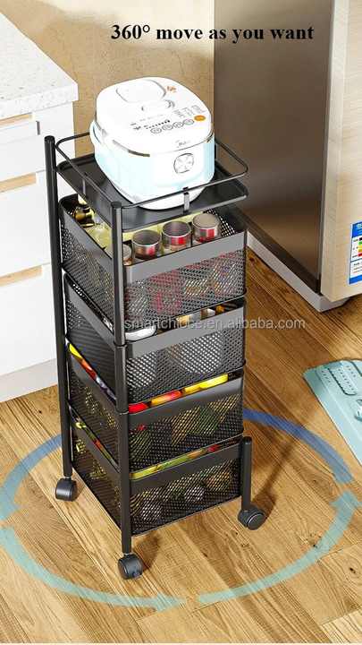 4-layer Rotatable Storage Rack - Efficient Kitchen Organization