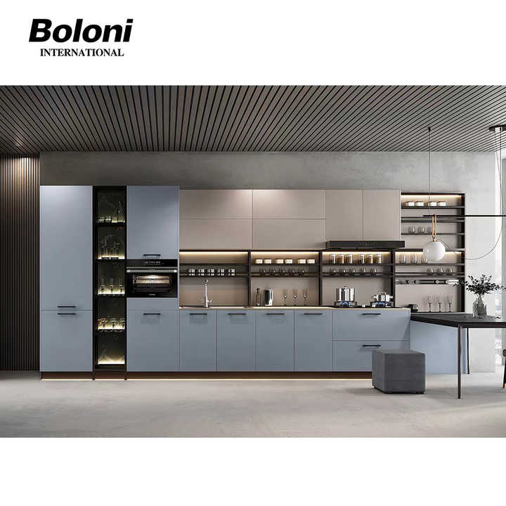 Custom Furniture Luxury Prefabricated Complete Kitchen Cabinet Sets Handless Modern Rta Kitchen ...