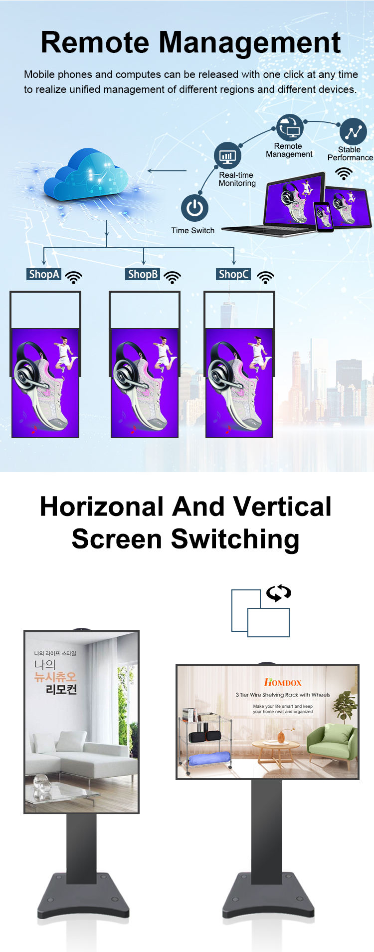 32/43/49/55/65inch lcd high gloss window screen digital poster signage ...