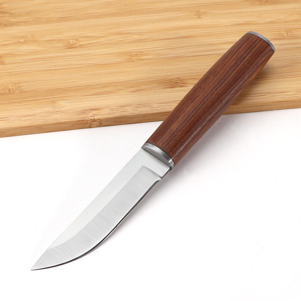 Paring Knife 3CR13 Stainless Steel Rosewood Handle Leather Sheath Eco ...