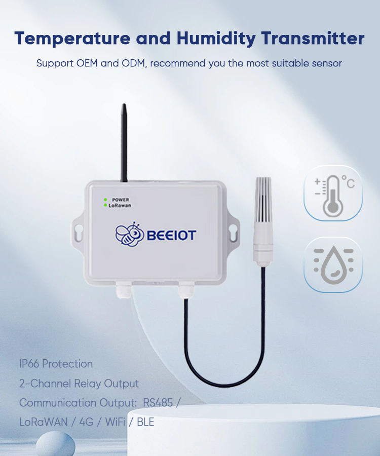 Wireless Thermometer Hygrometer with Bluetooth/WiFi/LoRaWAN Industrial IoT Temperature Humidity ...