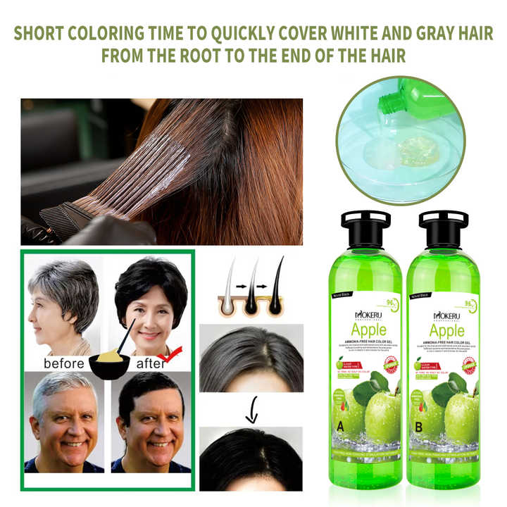 Mokeru Apple Hair Dye Crystal Black - Unisex Permanent Color