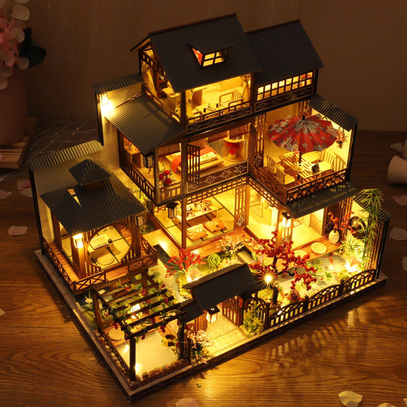 Handmade Wooden House Model - Japanese Style Architectural Toy