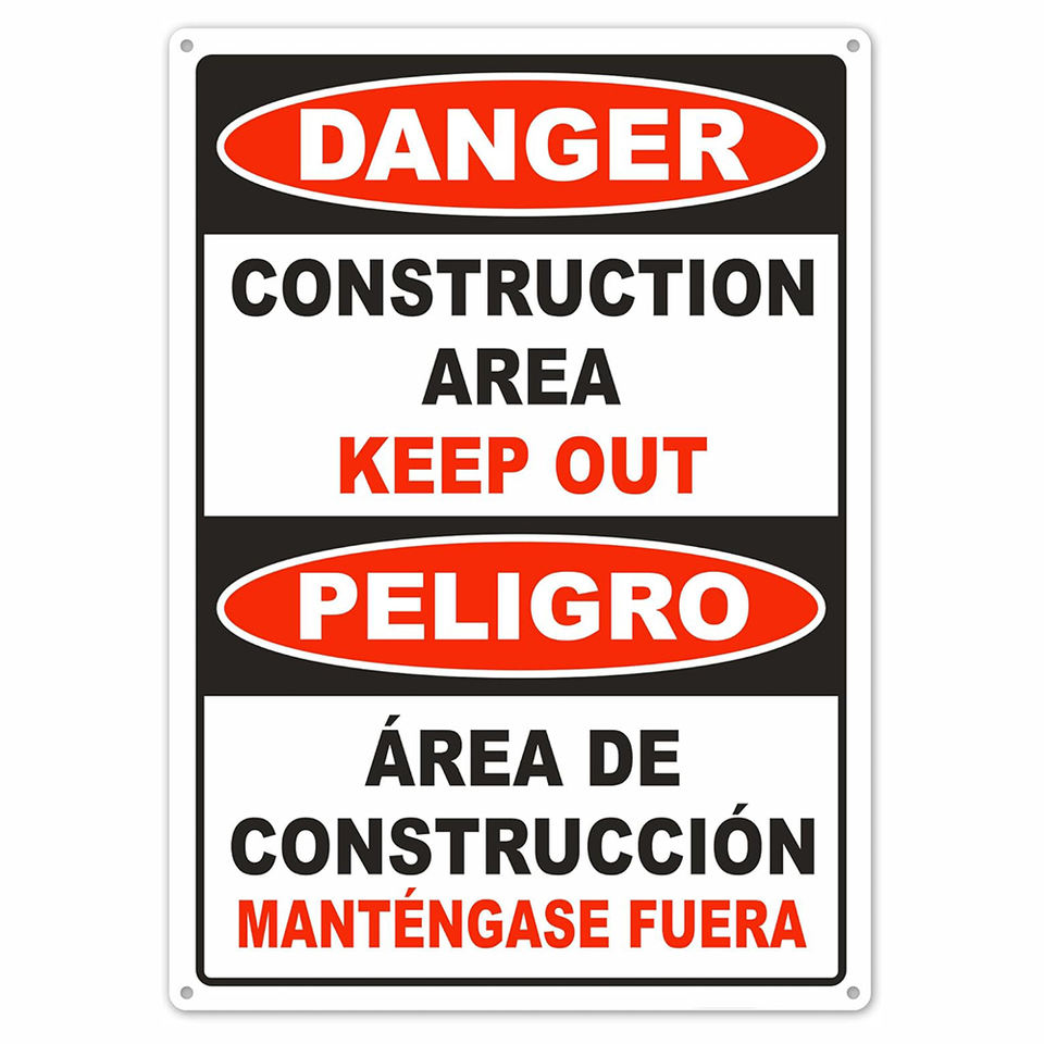 OSHA Sign Legend DANGER CONSTRUCTION AREA DO NOT ENTER Aluminum Red ...